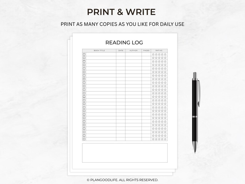 Reading Log Printable Editable, Fillable Reading Tracker PDF, Book ...
