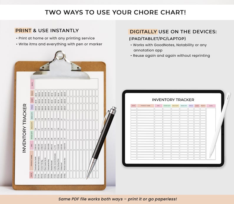 Editable Inventory Tracker, Business Product Inventory List, Inventory Management Form ...