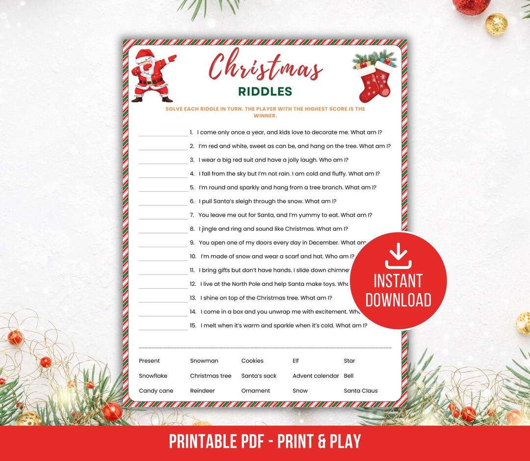Christmas Riddles Game, Christmas Riddles With Answers, Holiday Riddles ...
