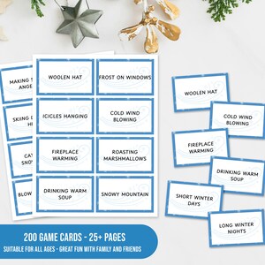 Winter Charades Cards, Printable 5-second Game Cards, Family Charades ...