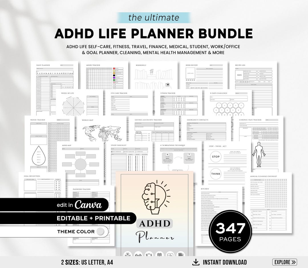 Adhd Planner Printable, Adhd Life Planner, Adhd Digital Planner, Adhd ...