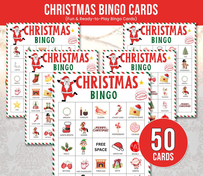 Christmas Bingo Game, Printable Christmas Party Game, Holiday Bingo ...