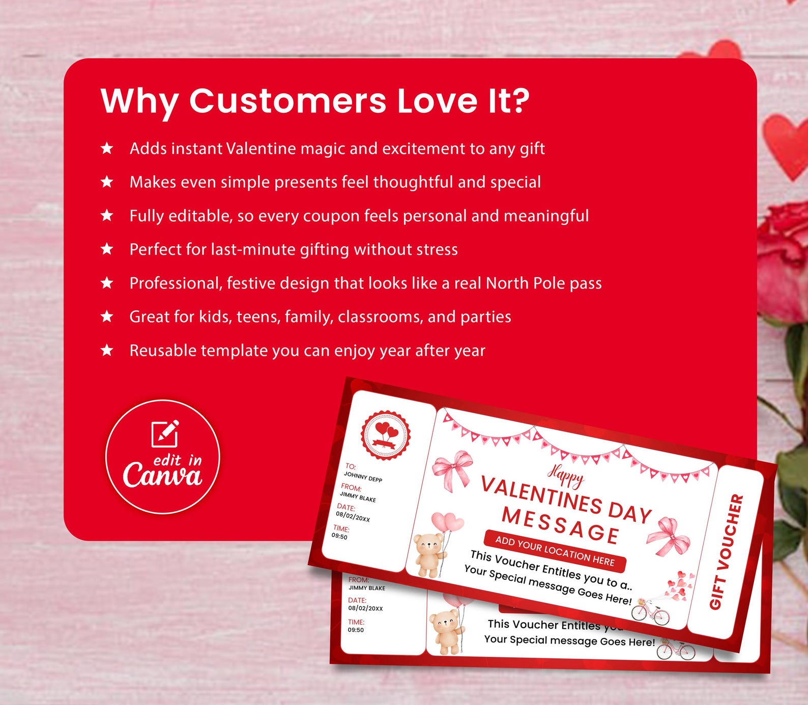 Cupón De Regalo De San Valentín Editable En Canva Certificado De