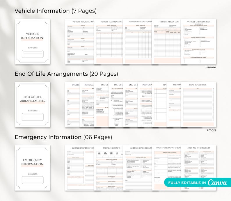 End of Life Planner, PRINTABLE Just in Case Emergency Planner, PDF Life Planner, Death Legacy ...