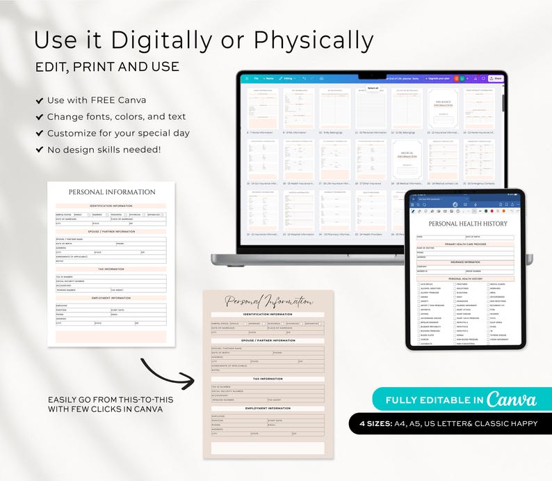 End of Life Planner, PRINTABLE Just in Case Emergency Planner, PDF Life ...