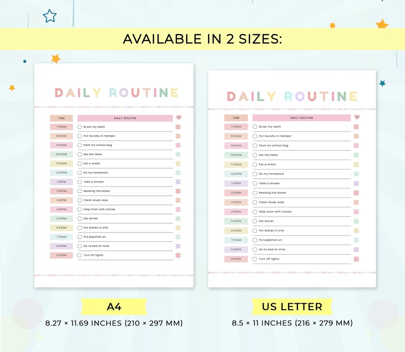 Kids Daily Checklist Editable, Kids Routine Chart, Printable Kids Daily ...