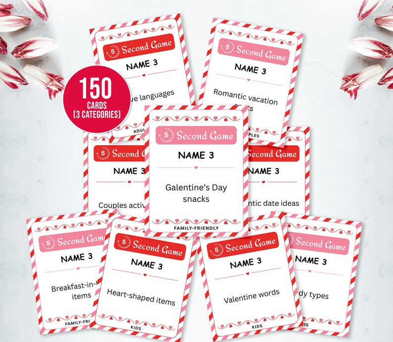 Valentines Day 5 Second Game, Valentines Party Game, Printable ...