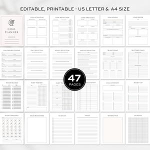 Editable Goal Planner Bundle, Printable Goals Tracker, Smart Goal ...