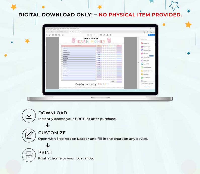 EDITABLE Allowance Tracker Kids, Printable Earn Money Chart, Daily ...