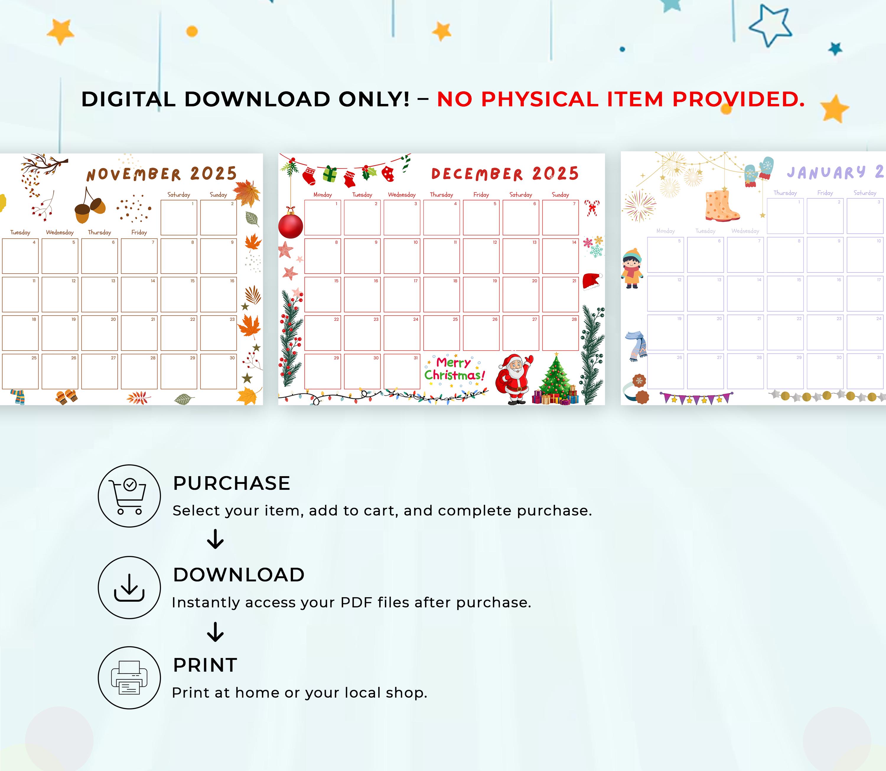 School Year Calendar, Printable Monthly School Calendar, Academic ...