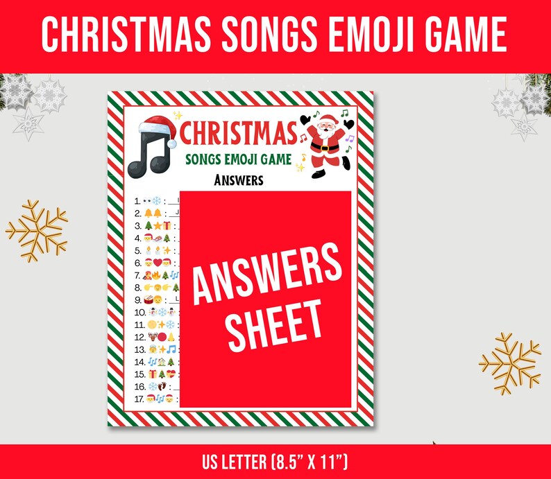 Christmas Song Emoji Game, Christmas Party Game, Fun Christmas Game ...