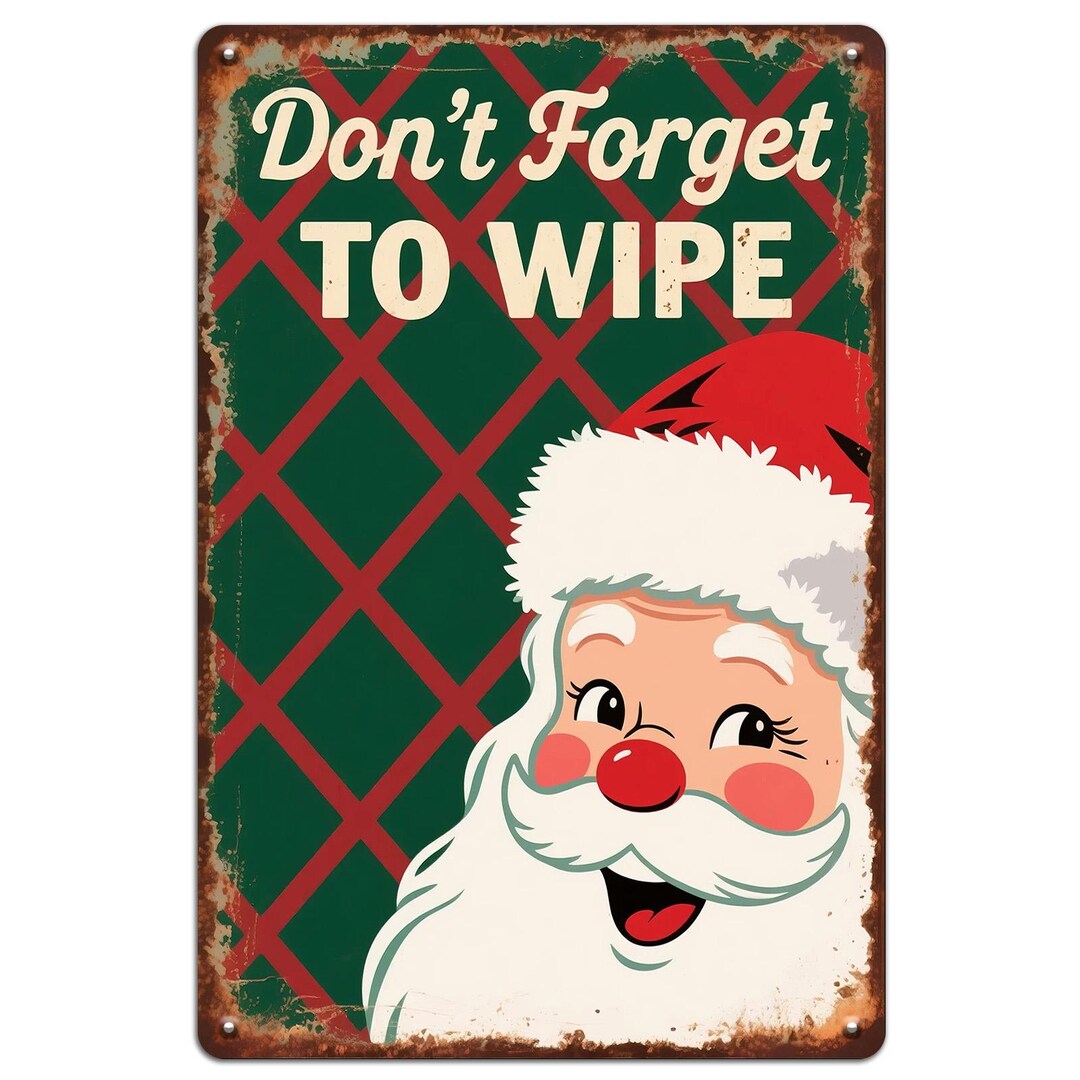 Vintage Santa Bathroom Sign: Funny Christmas Metal Art, Retro Decor - Etsy