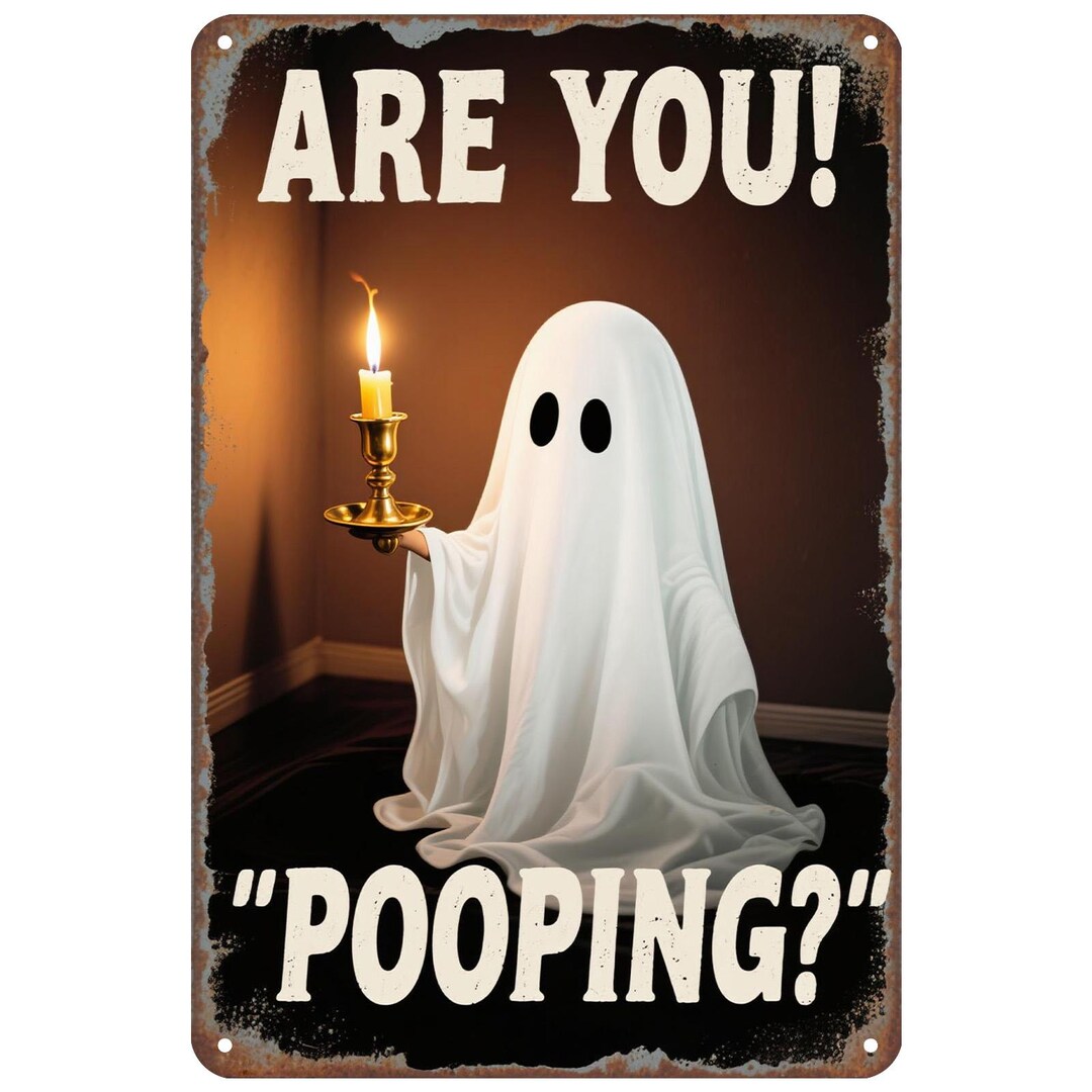 Funny Ghost Bathroom Metal Sign: Spooky Halloween Restroom Decor - Etsy