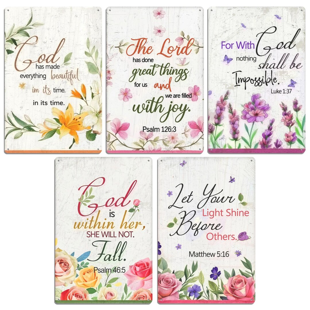 Floral Scripture Metal Sign: Inspirational Vintage Home Decor (8x12) - Etsy