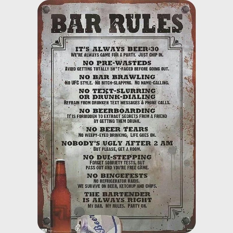Bar Rules Sign - Etsy