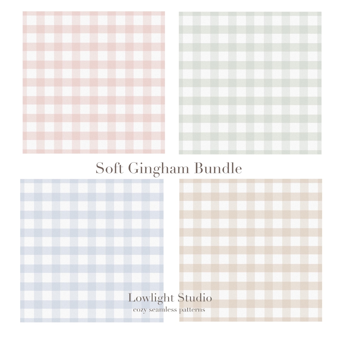 Neutral Gingham Pattern Bundle | Watercolor Checkered Backgrounds ...