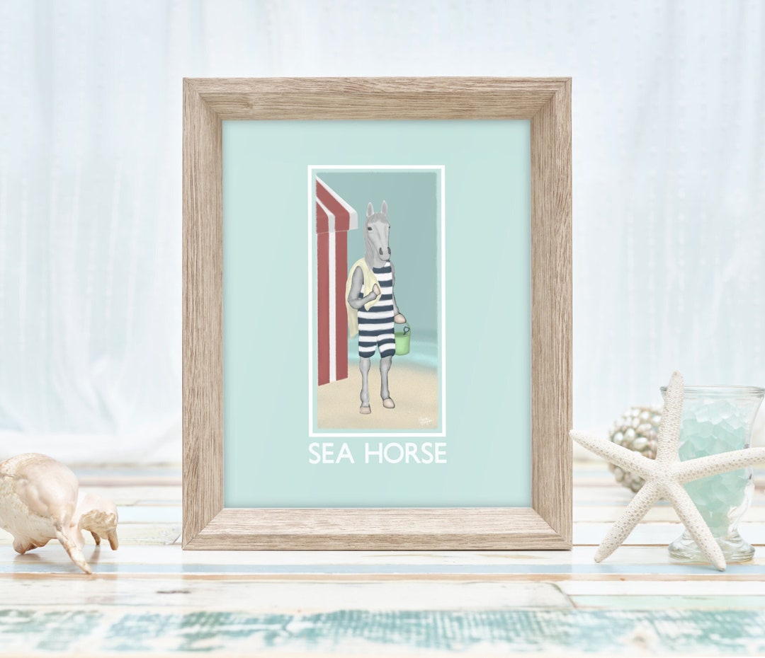 Beach Prints, Beach Wall Art, Seaside Art, Funny Horse, Pun Gifts, by ...