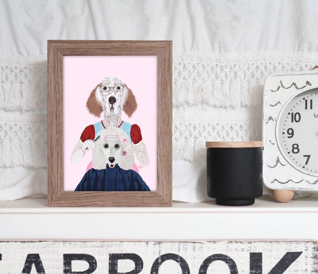 English Setter Art Print, Hairstylist Gift, Salon Decor, Funny Dog Wall ...