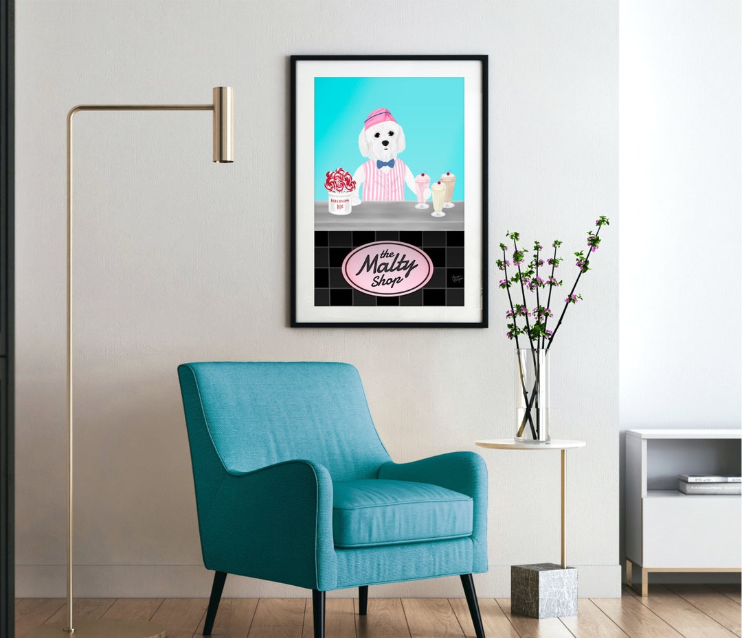 Maltese Art Print, Malt Shop Decor, 50's Diner Kitchen Wall Decor, Cafe ...