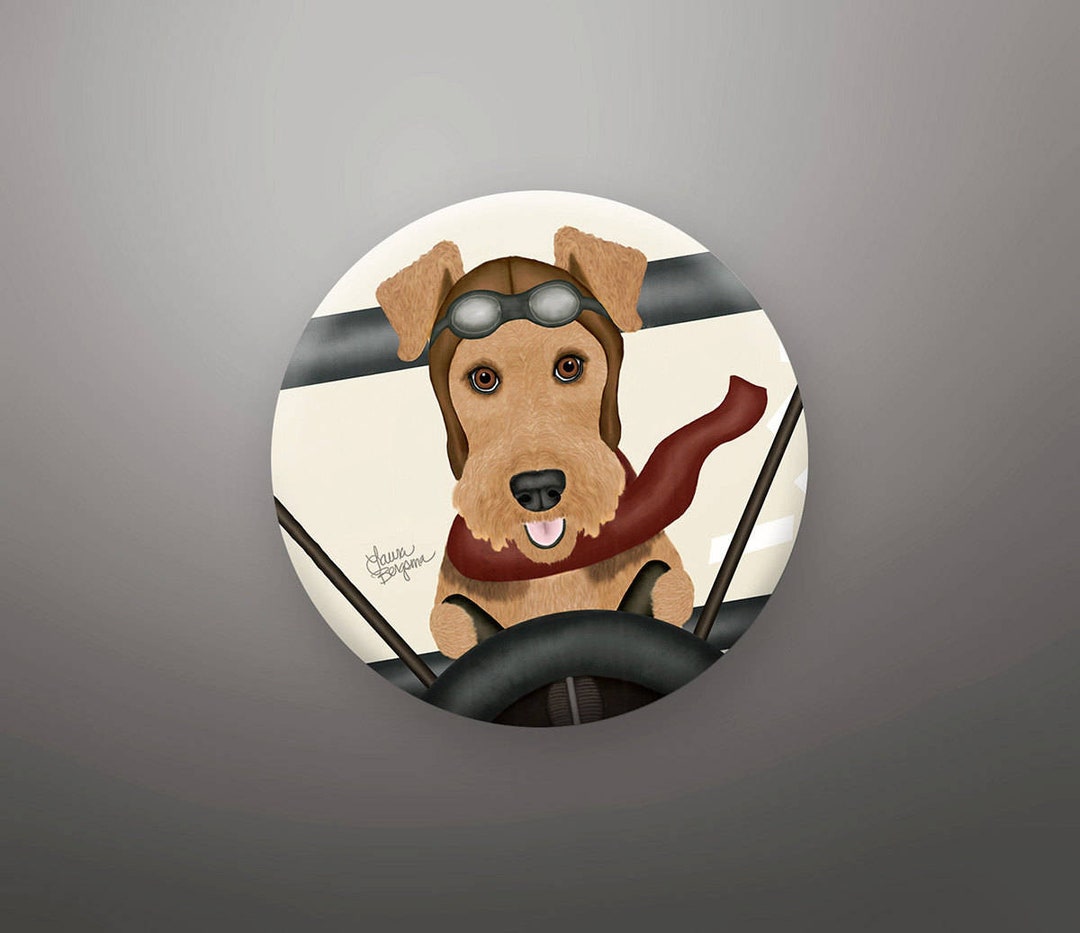 Airedale Dog Fridge Magnet, Terrier Gift, Cute Party Favors, by Laura ...