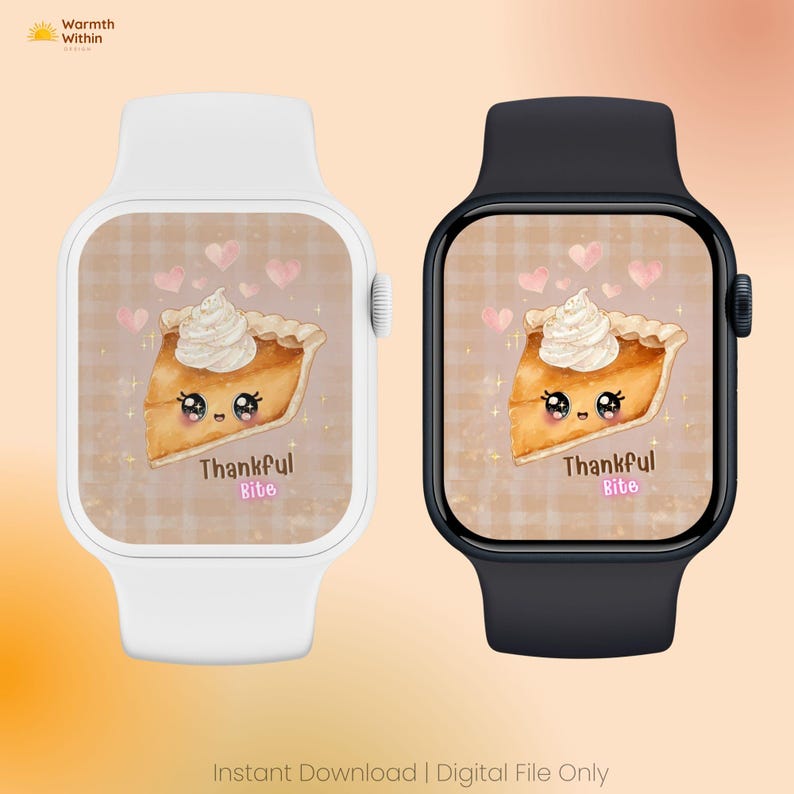 Kawaii Pumpkin Pie Apple Watch Face – Cute Thanksgiving Wallpaper ...
