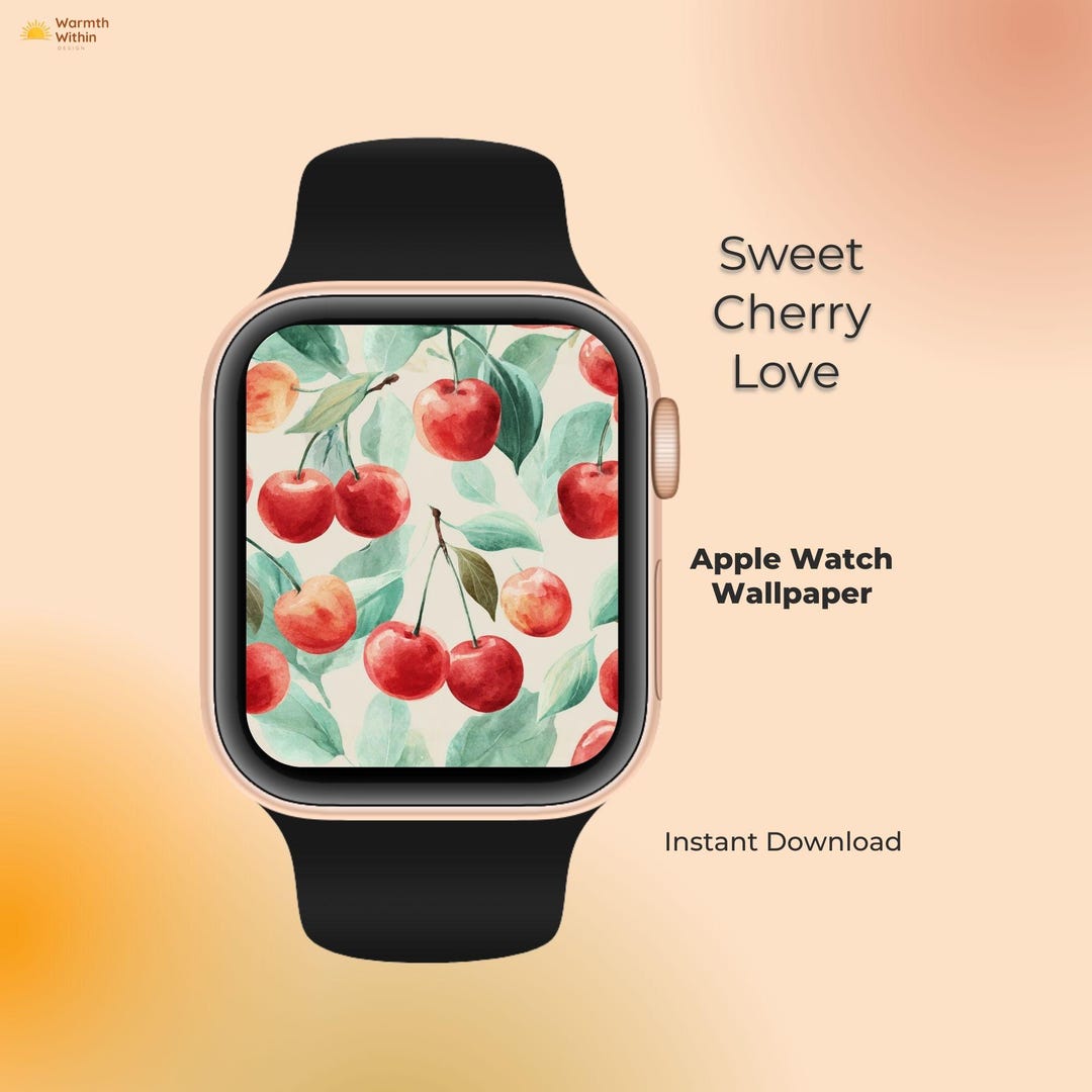 Sweet Cherry Apple Watch Face Watercolor Fruit Pattern Digital Download ...