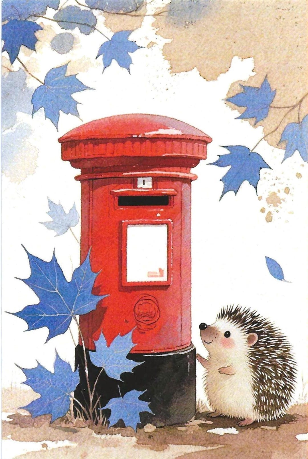 Hedgehog Postcard: Red Mailbox Postcrossing Penpal - Etsy