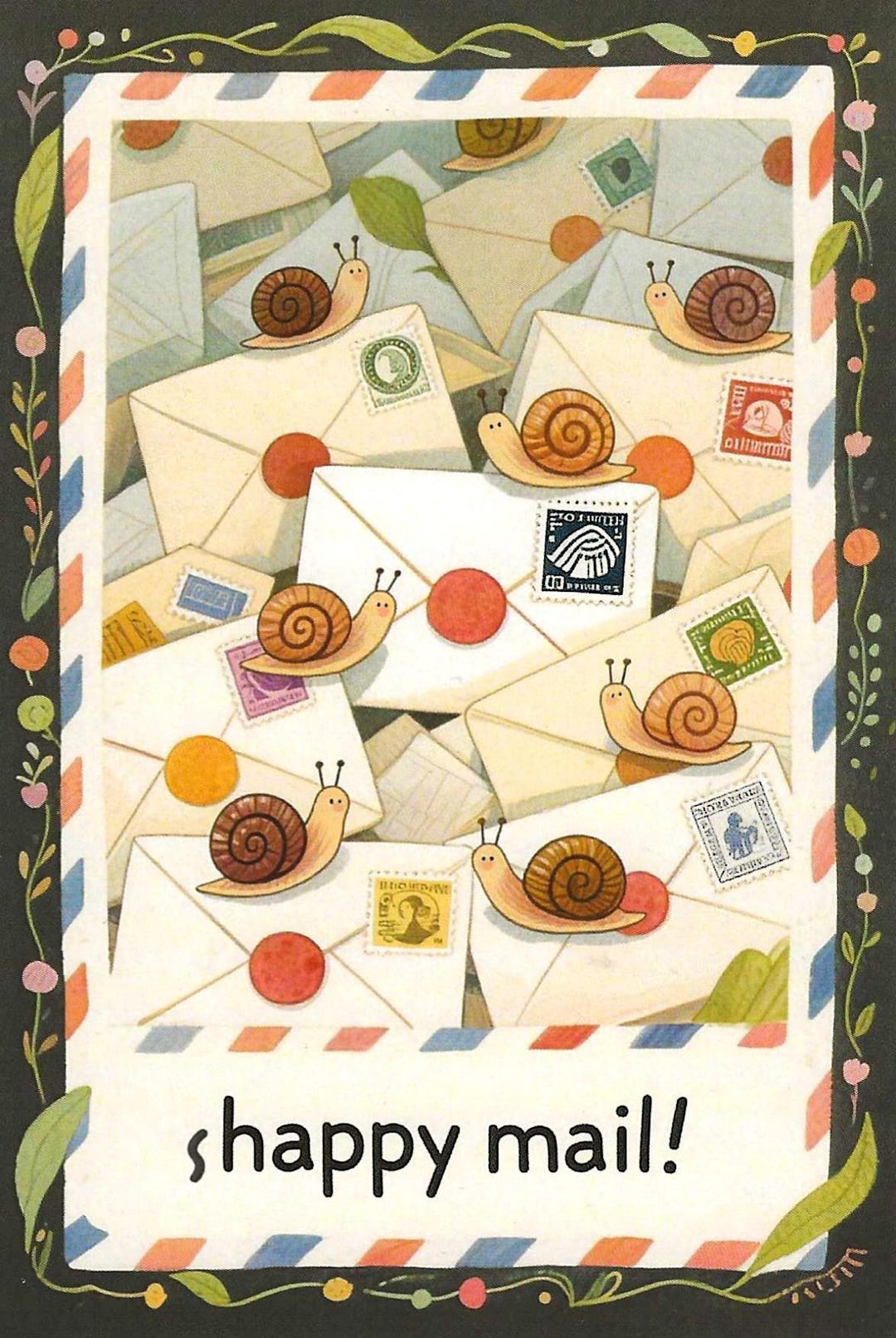 Snail Mail Postcard: Whimsical Snails and Vintage Stamps - Etsy