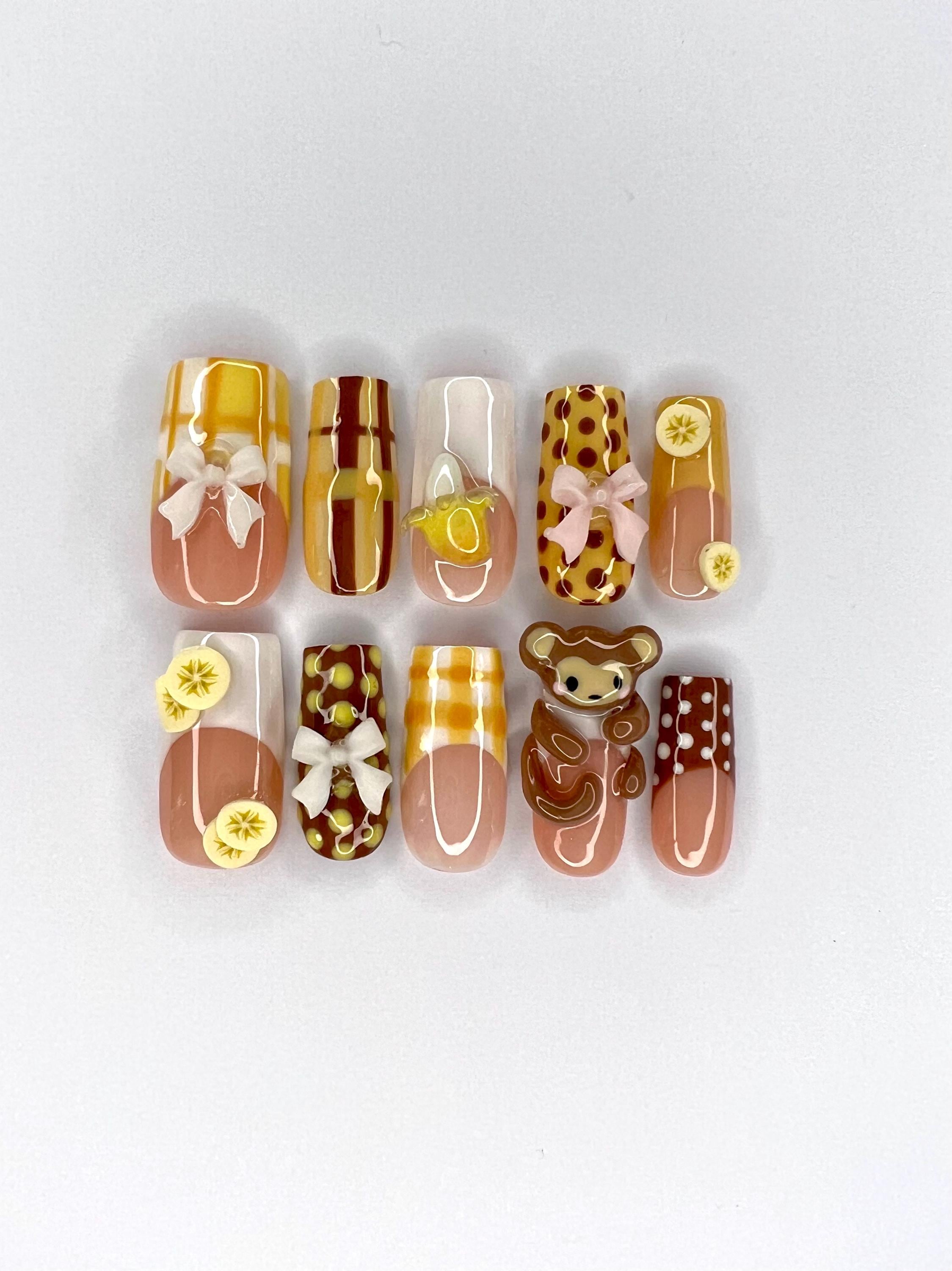 Handmade Monkey Press on Nail Set - Etsy