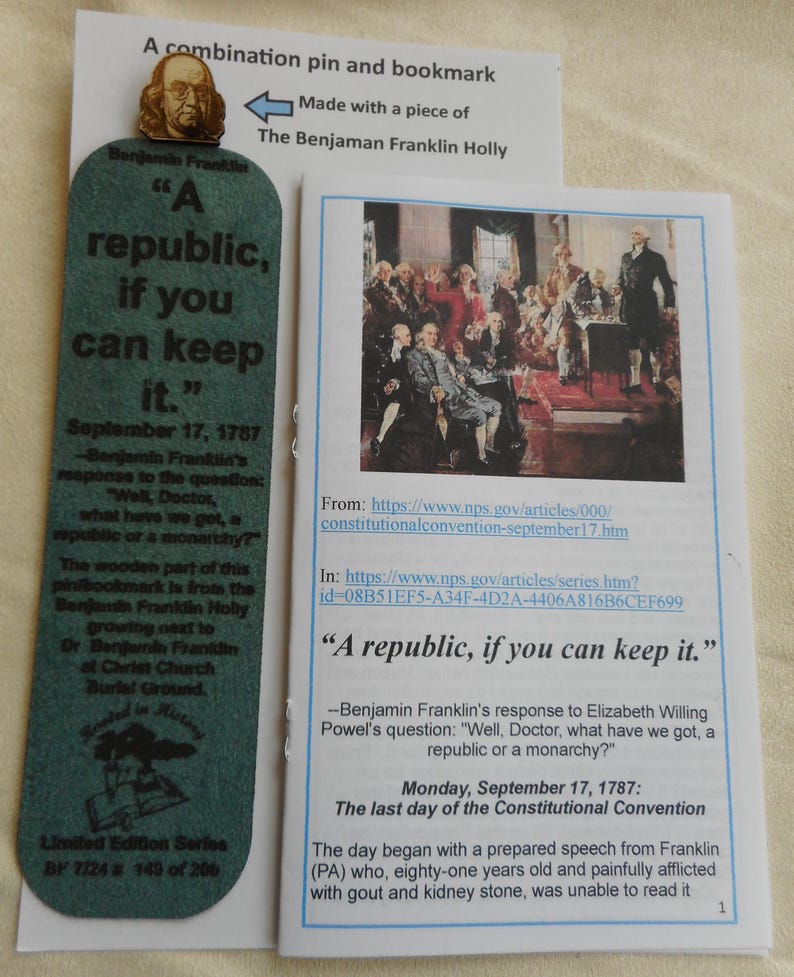 A Republic If You Can Keep It” Benjamin Franklin Quote Limited Edition ...