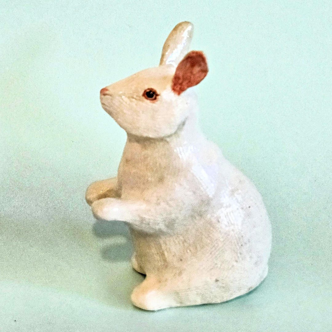 White Rabbit Ceramic Figurine - Etsy