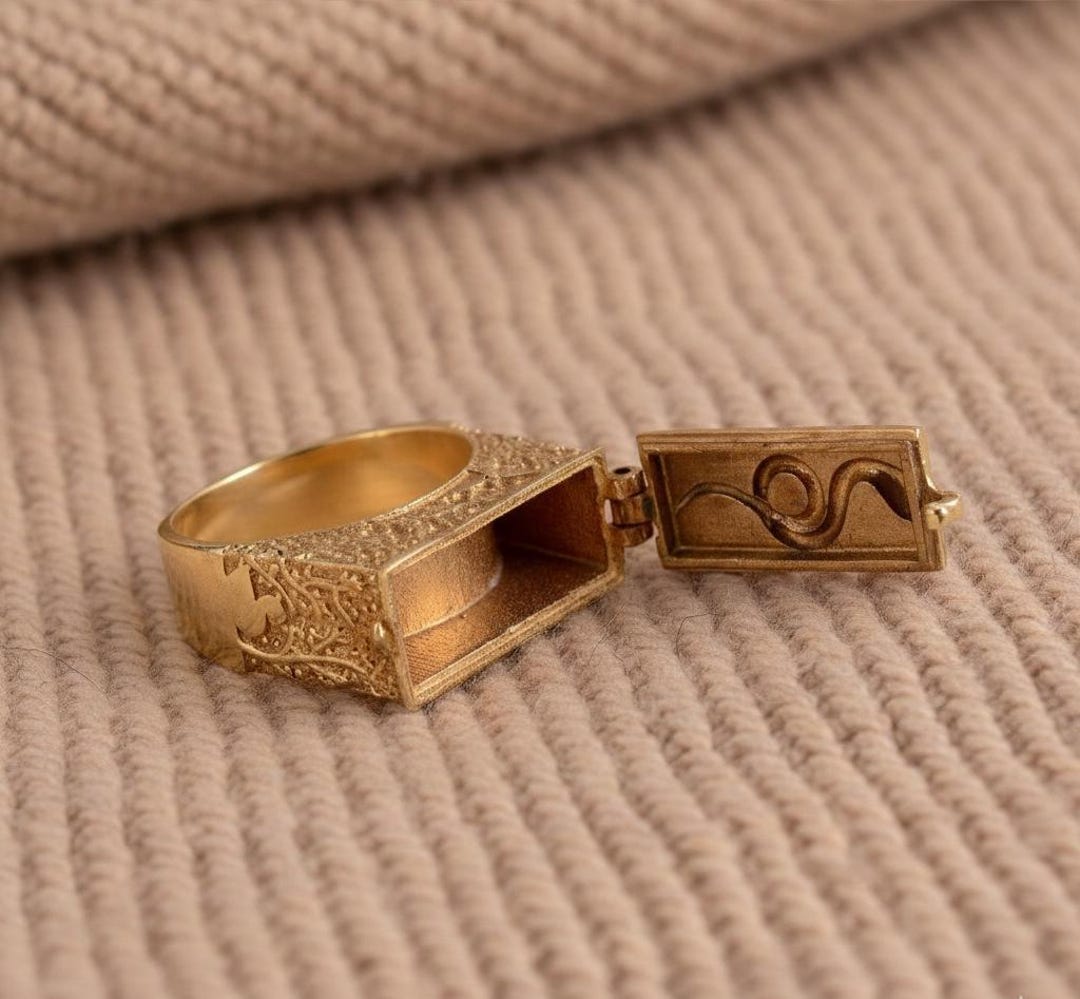 Vintage Secret Compartment Ring, Hidden Locket Ring for Men & Women ...