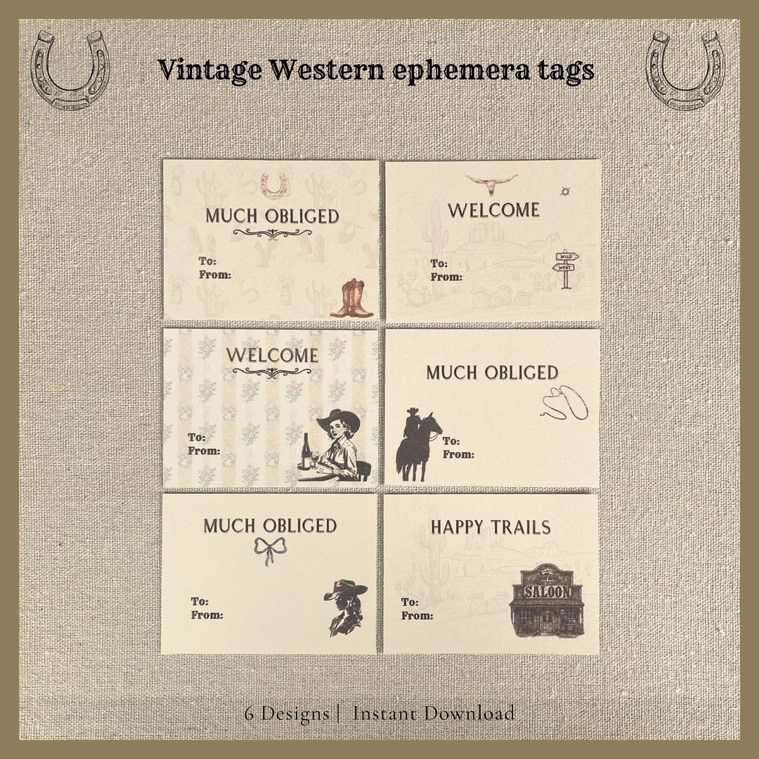 Western Gift Tags – Printable Cowboy Ephemera (digital Download) - Etsy
