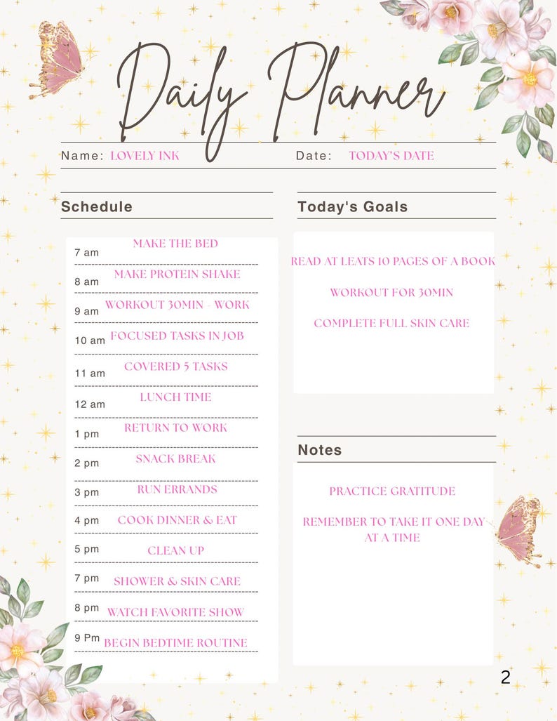 Floral Planner Template - Etsy