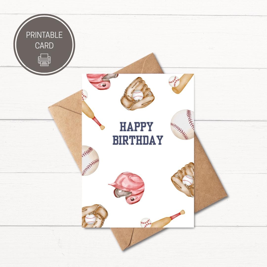 Printable Baseball Birthday Card | Baseball Card | Birthday Card ...
