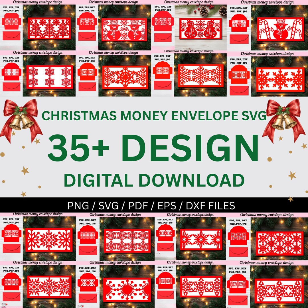 Christmas Money Envelope SVG | Laser Cut Gift Holder Bundle(digital ...
