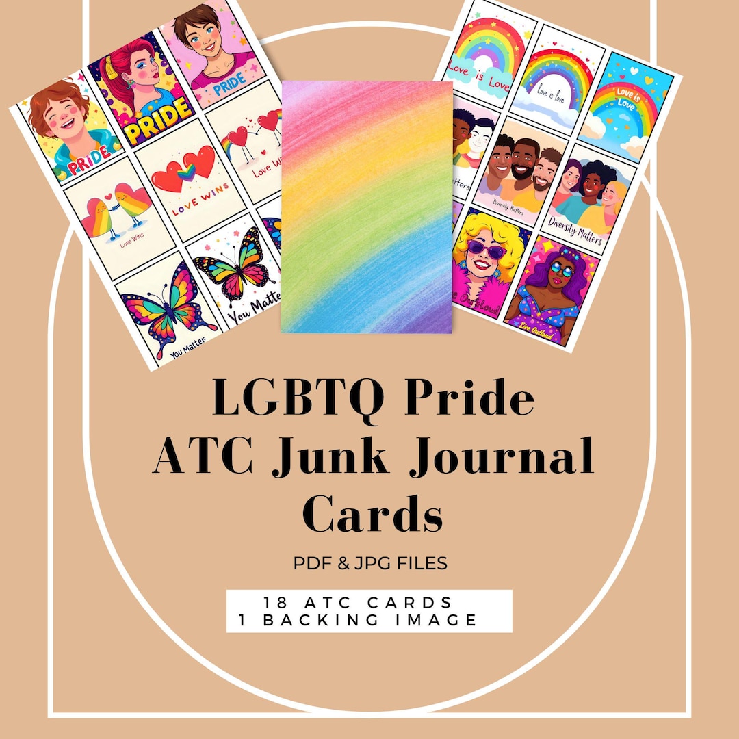 LGBTQ Pride Junk Journal Cards: Uplifting Phrases (JPG & PDF Digital ...