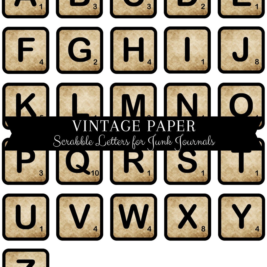 Vintage Paper Scrabble Letters Printable Junk Journal Scrapbooking ...