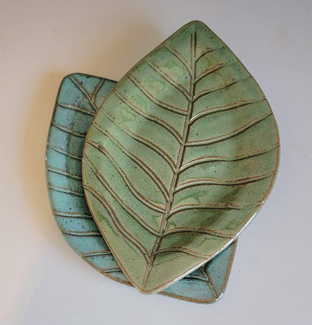 GREEN LEAF PLATE, Horderves Plate, Spoon Rest, Turquoise or Green, Free ...