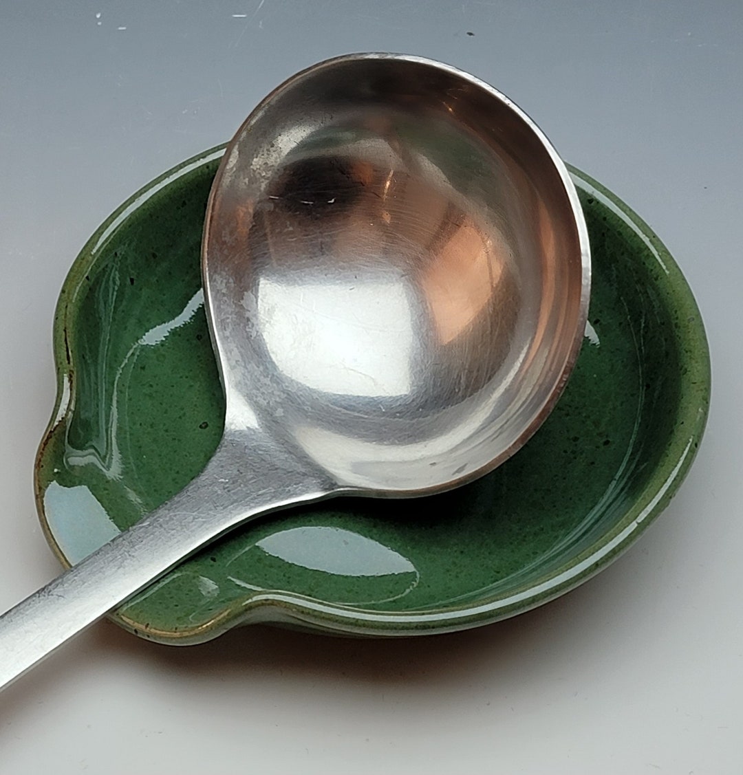 GREEN SPOON REST, Handmade Pottery, 5" Wide X 1" Tall - Etsy