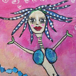 Folk Art ORIGINAL Mermaid Painting, Underwater Sea Siren by Susan ...