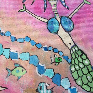 Folk Art ORIGINAL Mermaid Painting, Underwater Sea Siren by Susan ...