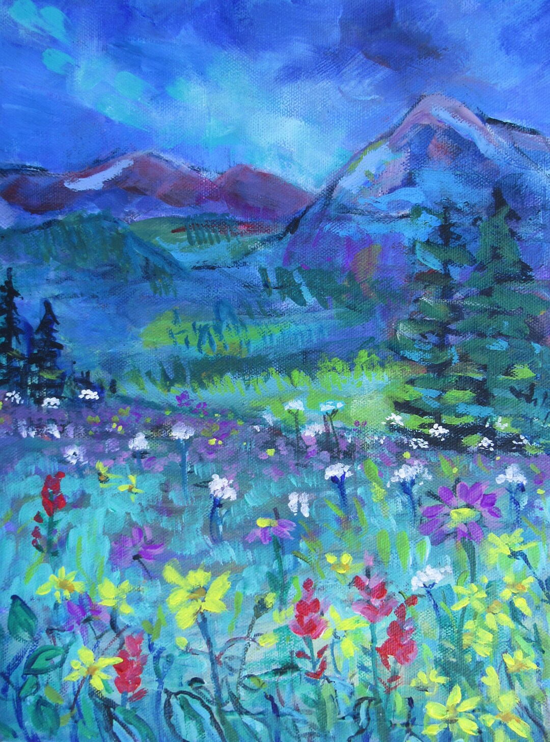 Banff Wildflower Meadow ORIGINAL Painting 9 X 12 by Susan Macintosh - Etsy