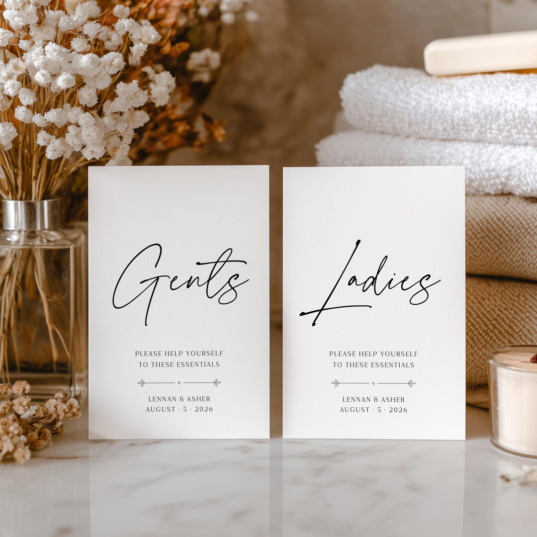 Luxury Wedding Restroom Sign Template, Editable DIY Printable Signage ...