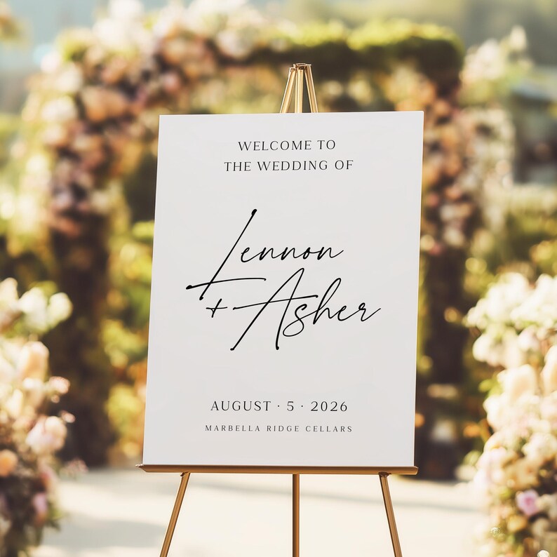 Luxury Wedding Welcome Sign Template, Editable Printable Reception or ...