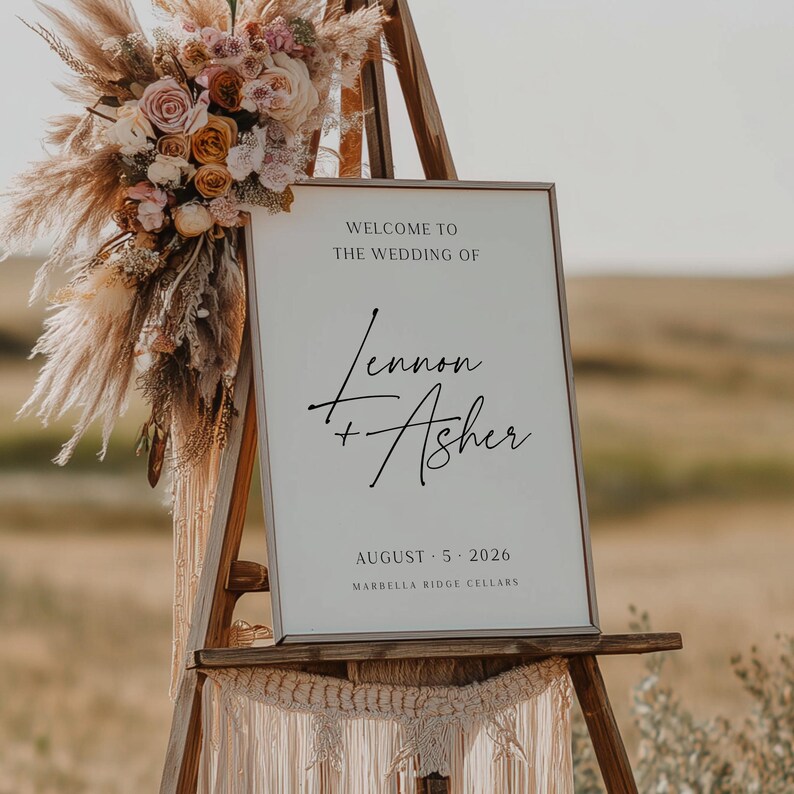 Luxury Wedding Welcome Sign Template, Editable Printable Reception or ...