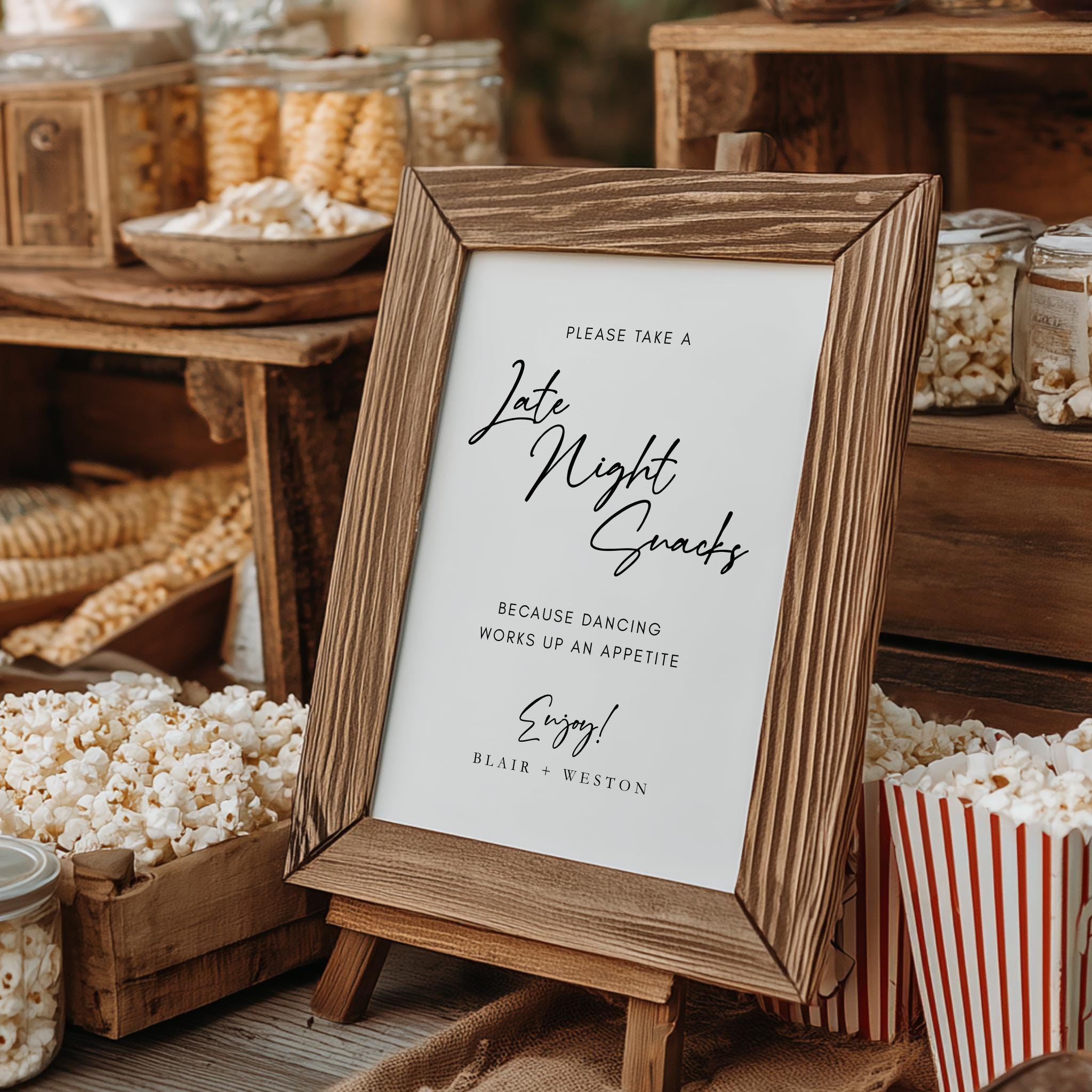 Late Night Wedding Snacks Sign Template, Printable Reception Snack ...