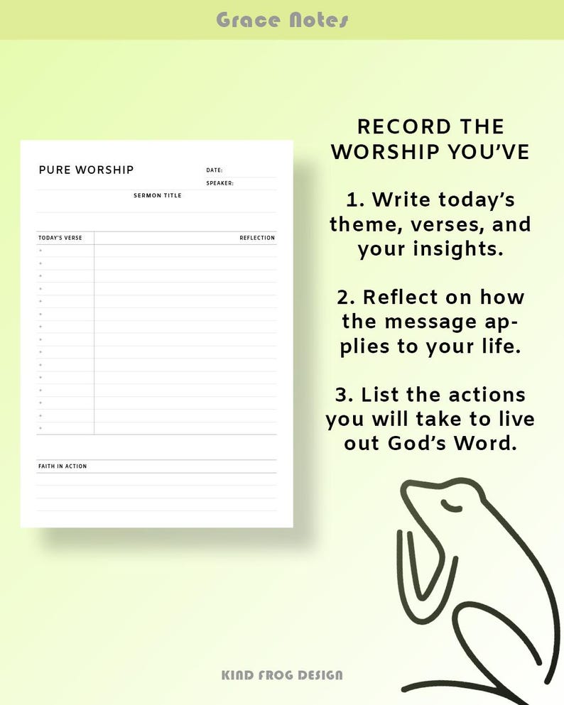 Worship Journal | A4 A5 Letter | Printable Digital Template | Instant ...