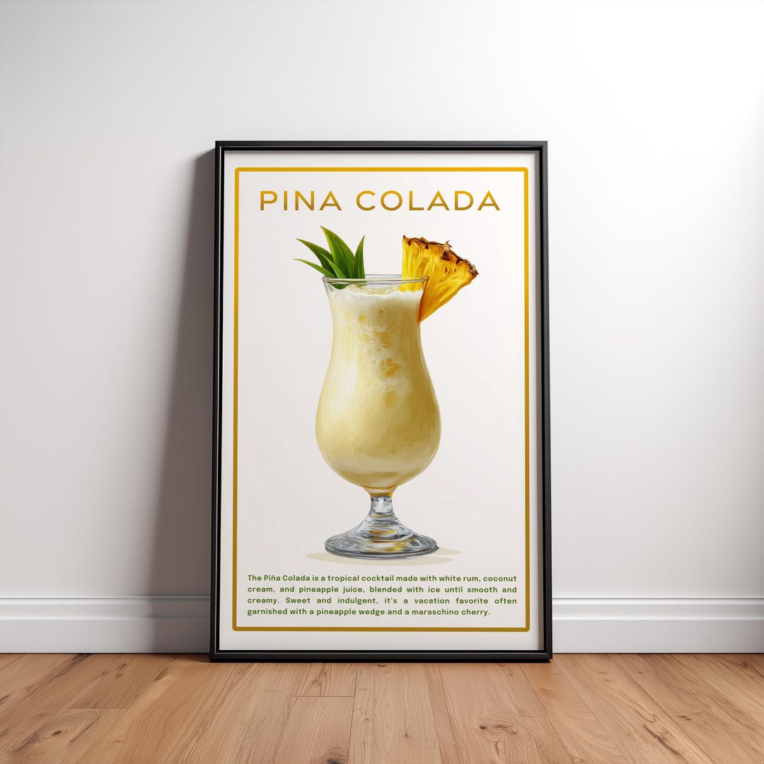 Pina Colada Cocktail Poster – Pina Colada Cocktail Print – Cocktail ...