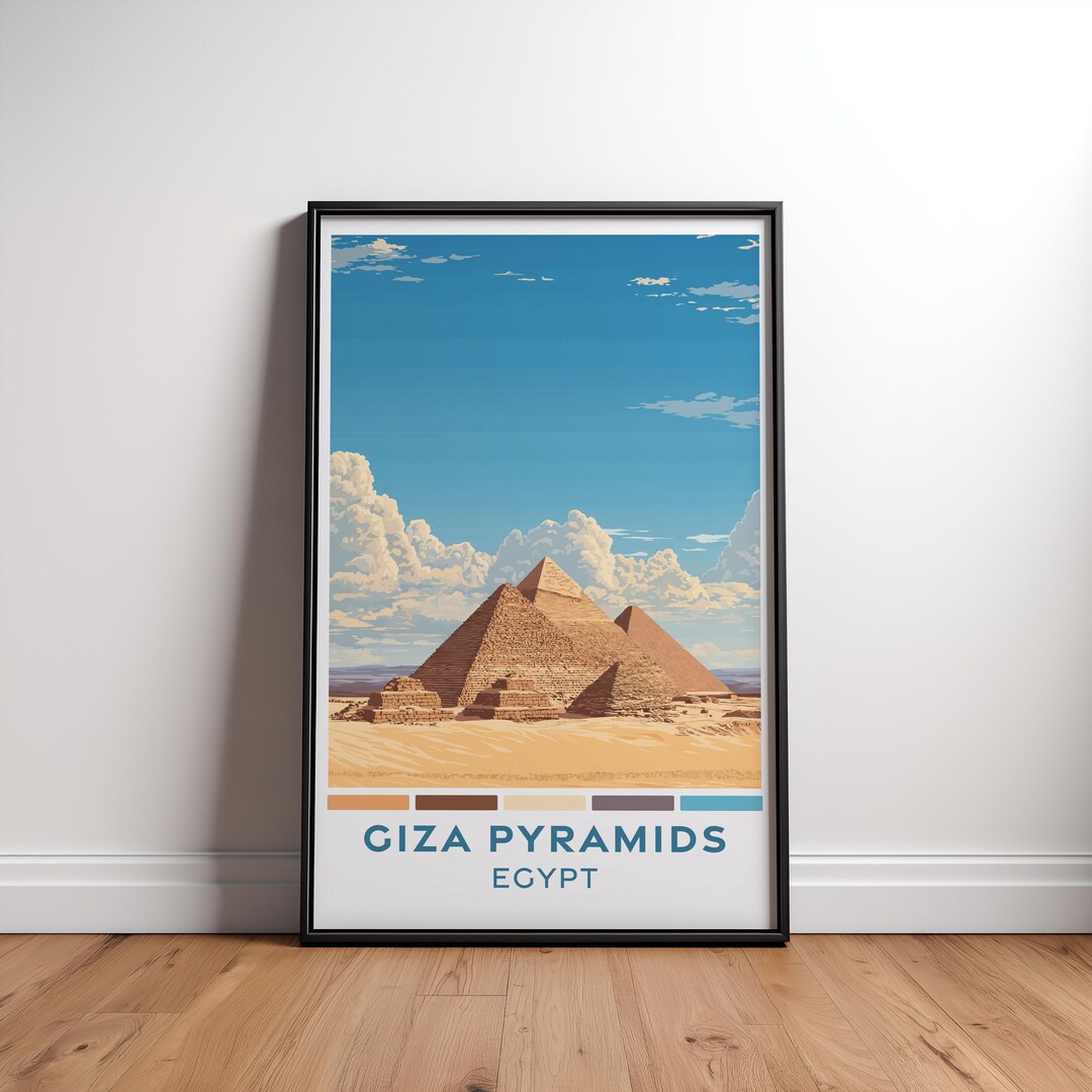 Giza Pyramids – Egypt Travel Poster – Giza Pyramids Print – Travel Wall ...